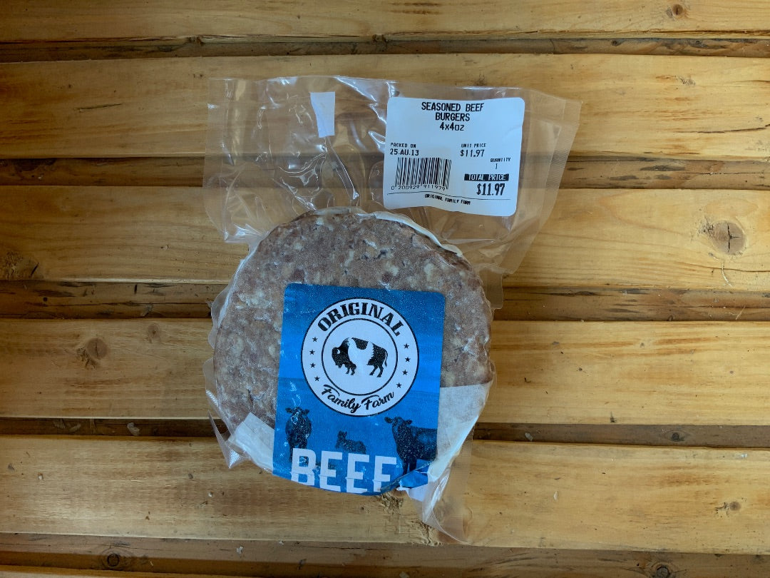 Original Family Farm - Seasoned Beef Burgers 4x4oz – The Little Market Box